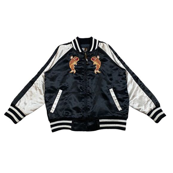 YDU | Jackets & Coats | Sukajan Ydu Embroidered Koi Fish Satin Bomber ...